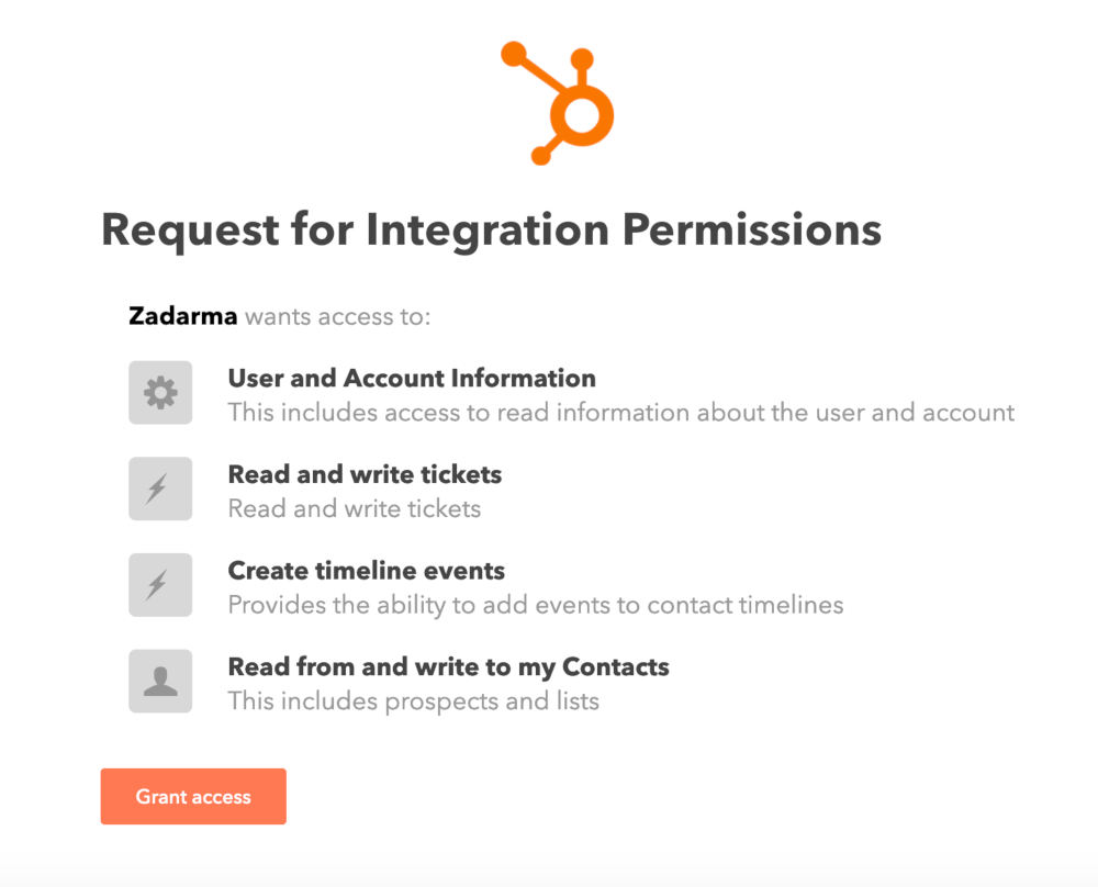 Integration von Zadarma mit HubSpot